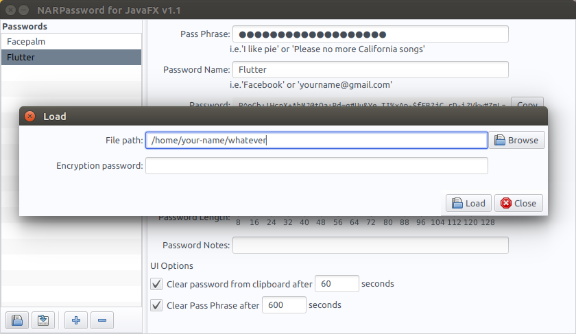 NARPassword - Tutorial for JavaFX version